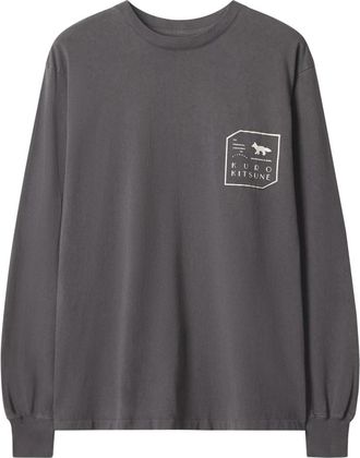 Maison Kitsun&eacute; X Kuro Langarm-T-Shirt - - Tops - Herren - Grau - M