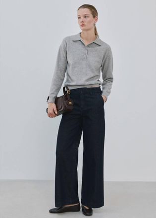 Mango Jean large taille normale bleu - Femme - 32 - MANGO