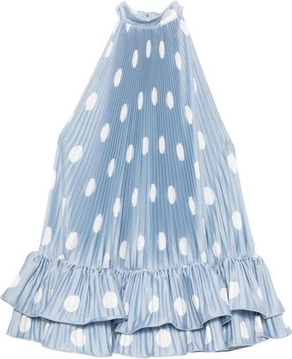 L&rsquo;Id&eacute;e Soleil Polka-dot Pleated Mini Dress