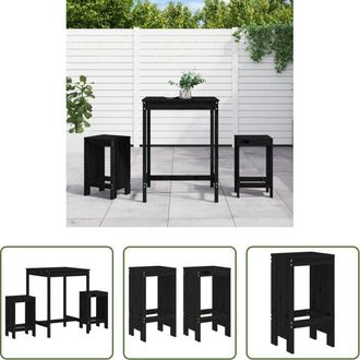 vidaXL vidaXL Gartenbarset - 3-tlg. Gartenbar-Set Schwarz Massivholz Kiefer