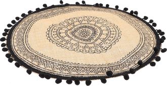 Holibanna Dekoratives Platzset aus Jute 40cm Hitzebest&auml;ndige rutschfeste Tischunterlage mit Pompom Fransen W&auml;rmeisolierende Sch&uuml;sselkissen f&uuml;r Esszimmer und K&uuml;c