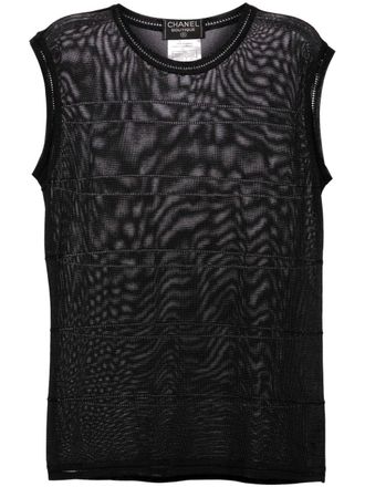 Chanel haut en maille à rayures (1997) - Noir