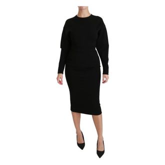 Dolce & Gabbana Femme, Robes, Noir, Taille: 36 FR Robe Bodycon Sheath Midi Stretch Noire