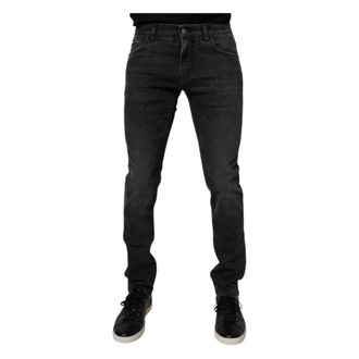 Dolce & Gabbana Schwarze Skinny Denim Jeans Rei&szlig;verschluss Knopf - - Jeans - Herren - Schwarzk - XS