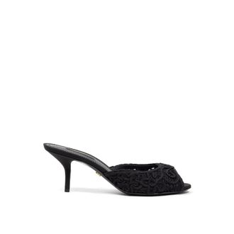 Dolce & Gabbana Femme, Chaussures, Noir, Taille: 37 EU Cordonet Embroidery Heel Slipper