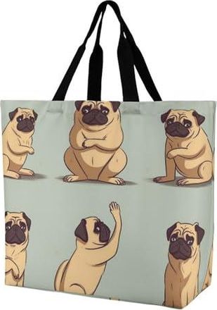 Generic Yoga Pug Sac A Main Femme R&eacute;utilisable Tote Bag Grand Sac Courses Pour Travail Quotidienne Plage