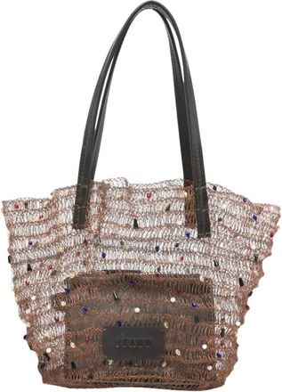 Staud Staud, Femme, Sacs, Brun, Taille: ONE Size Sac &agrave; main avec perles d&eacute;coratives et poign&eacute;e sup&eacute;rieure