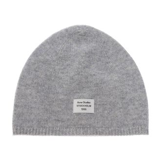 Acne Studios Kaschmir-M&uuml;tze mit Logo - - Accessories - unisex - Grau - ONE SIZE