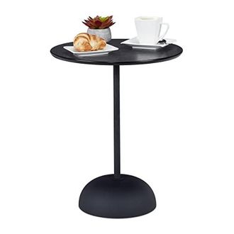 Relaxdays Beistelltisch, runder Ablagetisch, HxD: 48,5x40 cm, Metall & MDF, moderner Sofatisch f&uuml;rs Wohnzimmer, schwarz