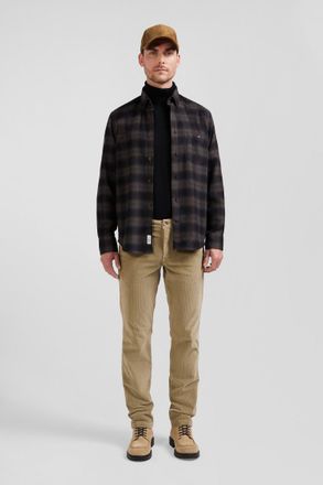 Eden Park Chemise &Agrave; Carreaux En Flanelle De Coton Noire Coupe Regular