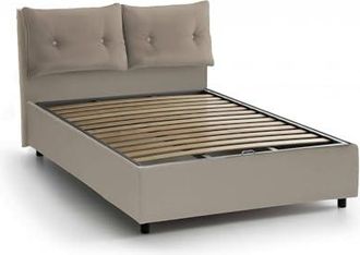 Talamo Italia Doppelbett Stefania, Bettkasten mit Kunstlederbezug, 100 % Made in Italy, &Ouml;ffnung vorne, geeignet f&uuml;r Matratze 160 x 200 cm, taubengrau