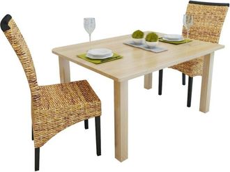 vidaXL Vidaxl - Chaises à manger lot de 2 bois solide de manguier et abaca
