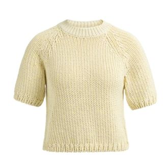 YaYa Yaya, Femme, Pulls, Jaune, Taille: 38 FR Tricot ras du cou