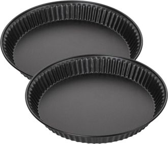 Zenker 9915150 Quicheform 2er Set, Lothringen, Kuchenform, 28 cm, Quiche-Form, Stahl, Schwarz, 28 x 4 cm