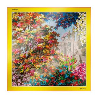 Max Mara Femme, Accessoires, Jaune, Taille: ONE Size Foulard en soie &agrave; imprim&eacute; floral