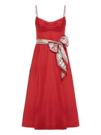 Zimmermann robe mi-longue Rebellion Tuck &agrave; rayures - Rouge