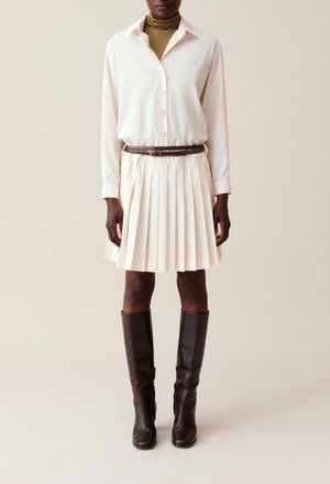 Claudie Pierlot Robe chemise ceintur&eacute;e boutonn&eacute;e