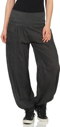 Malito more than fashion Malito Femme Pantalone n Tissu Aladin Pantalon Bouffant Baggy Boyfriend 17633 (Gris fonc&eacute;)