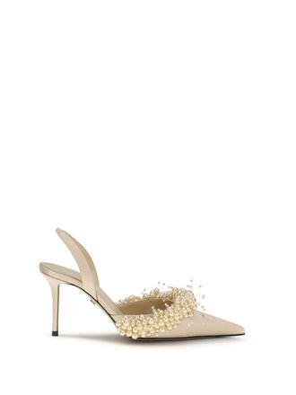 Mach & Mach Womens Slingback Pumps Golden Silk High Heel Shoes