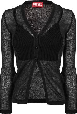 Diesel Arina Strickjacke f&uuml;r Damen, V-Ausschnitt, Lang&auml;rmlig (Schwarz)