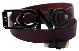 Costume National Womens Brown Leather Large Logo Letter Buckle Belt
