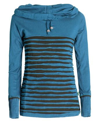 vishes Cutwork Sweater aus Baumwolle mit Kragen - Alternative Bekleidung t&uuml;rkis-schwarz 42-44