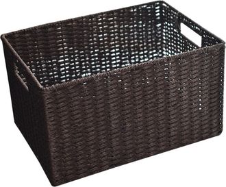 TOPBATHY Rechteckiger Gewebter Aufbewahrungskorb Spielzeugkorb Webkorb Aus Natürlichem Material Tragbar Mit Griff Für Kleiderschrank Küche Bad Und Wohnzimmer O
