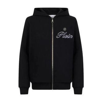 Philipp Plein Homme, Sweatshirts et sweats &agrave; capuche, Noir, Taille: L Sweat &agrave; capuche zipp&eacute; avec broderie signature