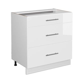 Vicco Badschrank Fame-Line, Wei&szlig; Hochglanz, 80 x 81.6 cm mit 3 Schubladen, ohne Arbeitsplatte Vicco