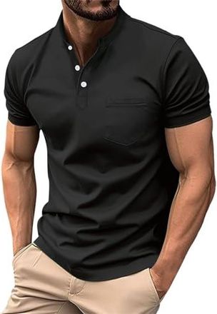 Generic Polo à manches courtes pour homme - Coupe droite - Pour le bureau et les loisirs - Couleur contrastée - Été - Coupe ajustée - Golf - Sport - Polo à ma