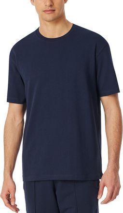 Schiesser Herren Schlafshirt Kurzarm Rundhals-Mix + Relax Pyjamaoberteil, Nachtblau_182596, 56