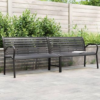vidaXL Doppel-Gartenbank Schwarz 231 cm Stahl und WPC vidaXL