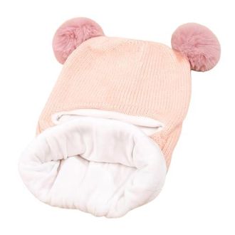 Generic Ensemble bonnet dhiver pour b&eacute;b&eacute; fille et gar&ccedil;on avec cache-cou pour enfants tricot&eacute; chaud pour temps froid, rose, Taille unique
