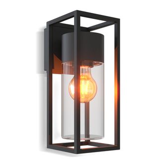 Calex Genoa Wandleuchte, f&uuml;r Au&szlig;en & Innen, E27 Fassung, Aluminium, wasserdicht, Schwarz