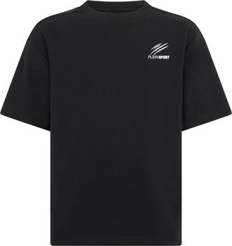 Plein Sport Homme, Tops, Noir, Taille: 4XL Pique Round Neck T-Shirt Icon