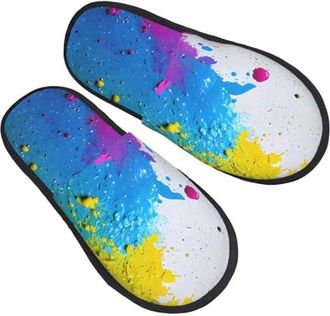 Generic &eacute;l&eacute;gant Pantoufles Hommes Fond imprim&eacute; avec &eacute;claboussures de peinture Chausson Maison Confortable Chaussons Homme pour Femme Maison Ext&eacute;rieur L