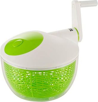 Kuhn Rikon 2023 Küchenhelfer Zubehör Accessoires Salatschleuder 21 cm, weiss/grün - mit Stopptaste auf dem Deckel
