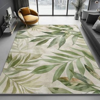 Generic Tapis de Motif Feuilles Tropicales À LAquarelle, Tapis Lavable en Machine Doux Et Confortable pour Salon Chambre Salle à Manger Bureau 140 x 200 cm, V
