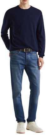 Benetton Langarmshirt für Herren mit Rundhalsausschnitt, Dunkelblau 016, X-Small