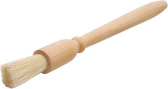 KitchenCraft Teigpinsel, Runder Öl Pinsel mit Holzgriff, Backpinsel mit Naturborsten zum Bestreichen von Backwaren und Braten, Braun, Holz, 25 cm lang