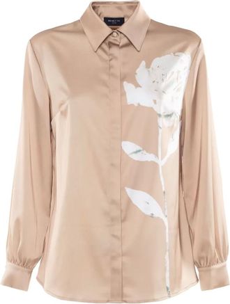 Nenette Femme, Blouses et Chemises, Multicolore, Taille: 36 FR Chemise en satin &agrave; imprim&eacute; floral macro
