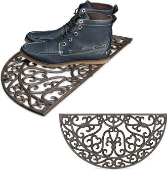 Relaxdays Relaxdays - Paillasson en fonte, lot de 2, demi-lune demi rond Welcome anti-dérapant 2 x 60 x 31 cm, bronze