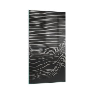 Arttor Bilder auf Glas Abstraktion Streifen Schwarz und Wei&szlig; Glasbild 45x80cm Wandbilder Dekoration Wohnzimmer Schlafzimmer K&uuml;che Deko Klein Wanddeko Bild im