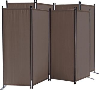 Quick-Star 2 St&uuml;ck Paravent 4 Teilig 165 x 220 cm Beigegrau - Garten & Balkon Sichtschutz Stellwand Innen & Au&szlig;en - Raumteiler Trennwand Faltbar Blickdicht &