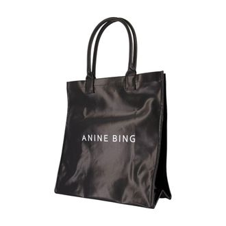 Anine Bing Womens Leonie Tote Bag - Anine Bing Cotton Black Totes-Shopping-Bags