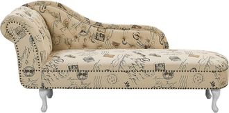 Beliani Retro Chaiselongue linksseitig beige Polyester Druckstoff Nimes
