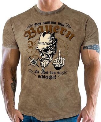 Lobo Negro Trachtenshirt für Trachten Bayern Fans im Used Vintage Retro Look - Des samma mia