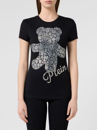 Philipp Plein Slim-Fit-T-Shirt aus Baumwolle mit Strass-Teddyb&auml;r-Logo