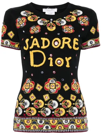 Dior t-shirt à broderies (2004) - Noir