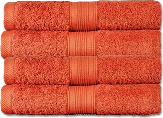 NatureMark Naturemark 4er Frottee Set Handtücher 100% Baumwolle einfarbig oder als Farbset auswählbar in 500q/qm Qualität 50x100cm (Terracotta)